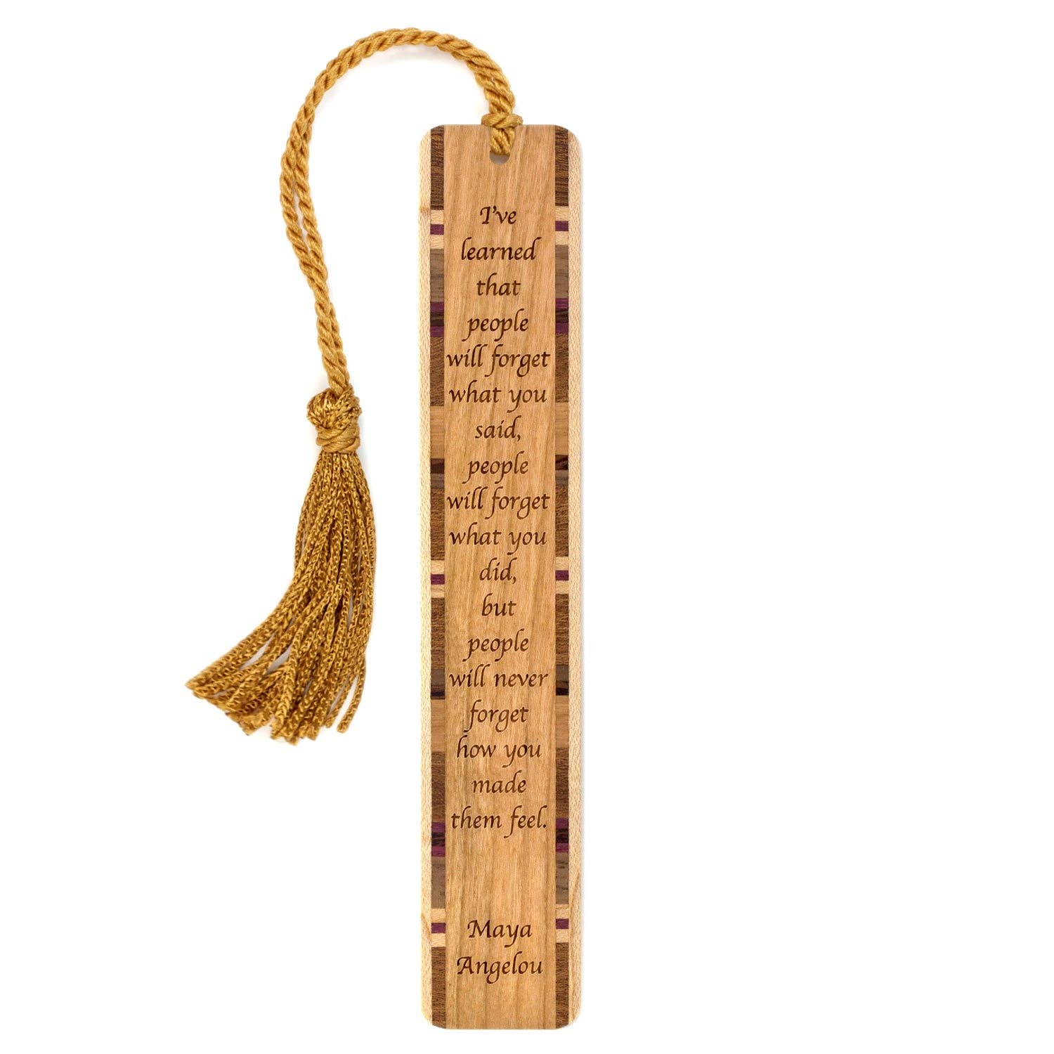Poet Maya Angelou Feelings Quote Engraved Wooden Bookmark | Friends of ...